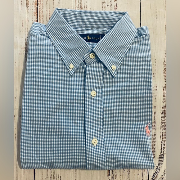 Ralph Lauren | Shirts | New Ralph Lauren Mens Lt Blue White Gingham Short Sleeve Button Down ...